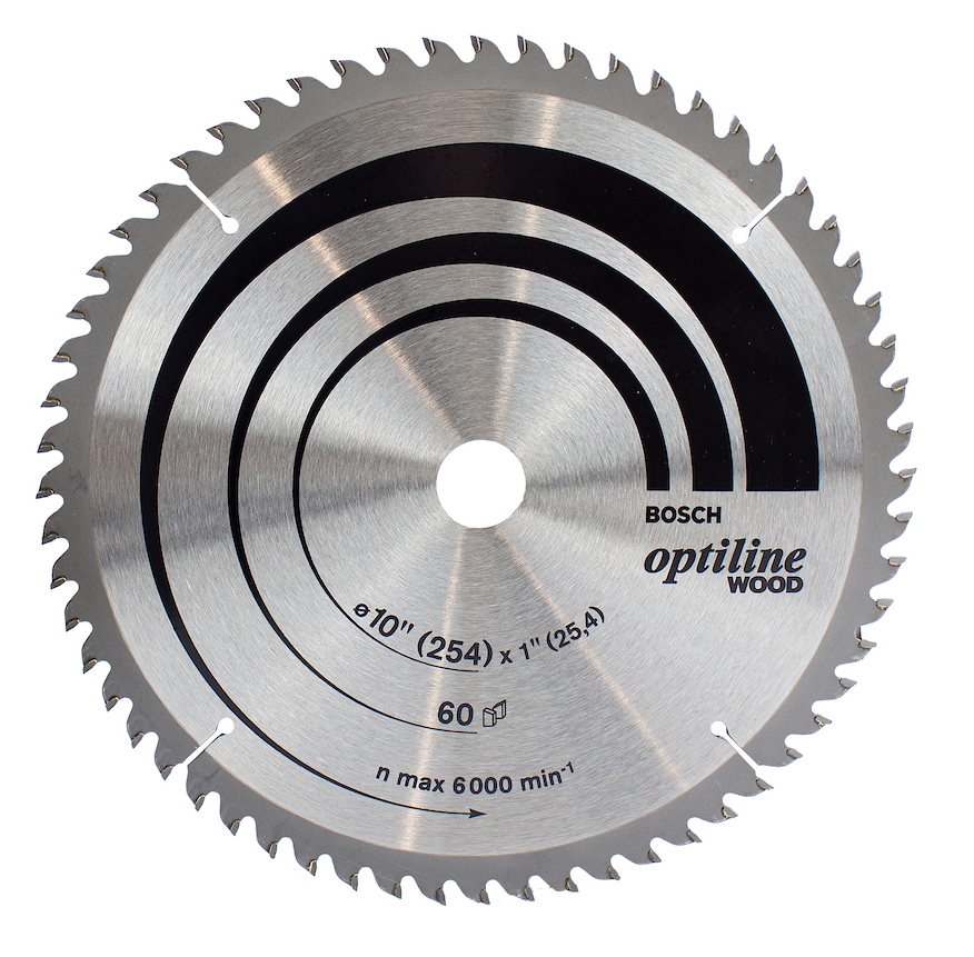 Disco Sierra Circular 10" 60 Dientes BOSCH / Eje 25 mm ( 1" ) 20-16 mm ...